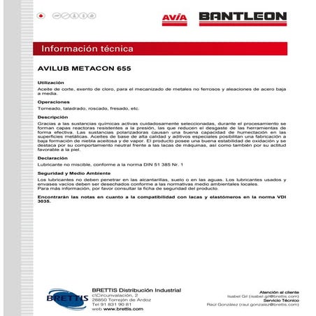 F. Tecnica Avilub Metacon 655 | PDF