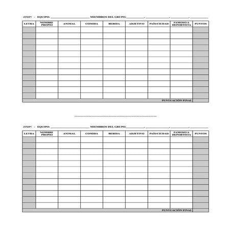 Fiche jeu stop à imprimer | PDF