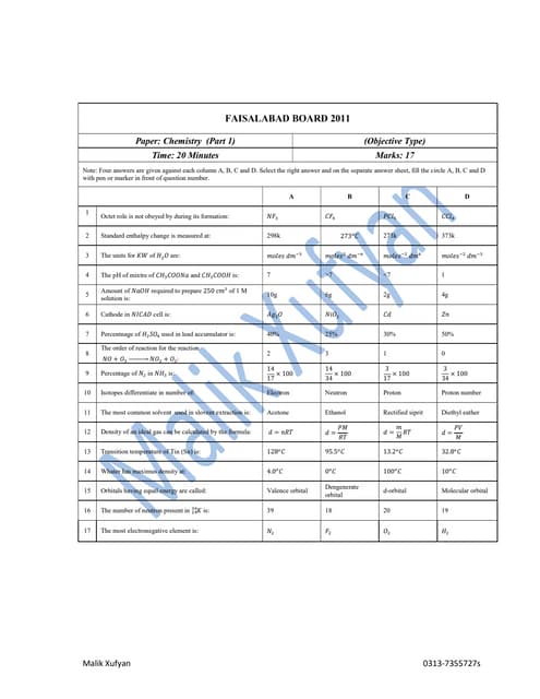 Sample quiz paper set 1 (first order reaction) | PDF