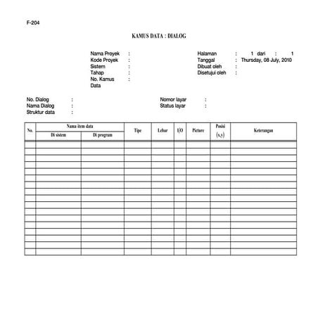 F 204 kamus data dialog | PPT