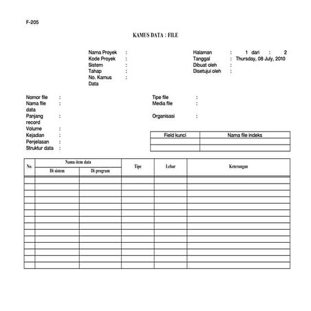 F 205 kamus data file | DOC