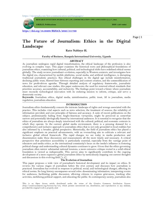 The Role of Social Media in Modern Journalism | PPTX