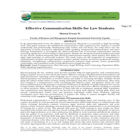 Effective Communication Skills for Law Students (www.kiu.ac.ug) | PDF
