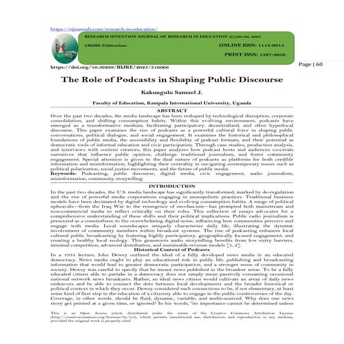 The Role of Podcasts in Shaping Public Discourse (www.kiu.ac.ug) | PDF