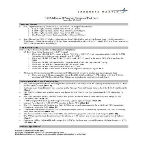 F 35 fast facts and updates | PDF