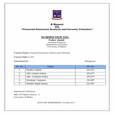 Financial Statement Analysis and Valuation of Berger Paints Bangladesh ...