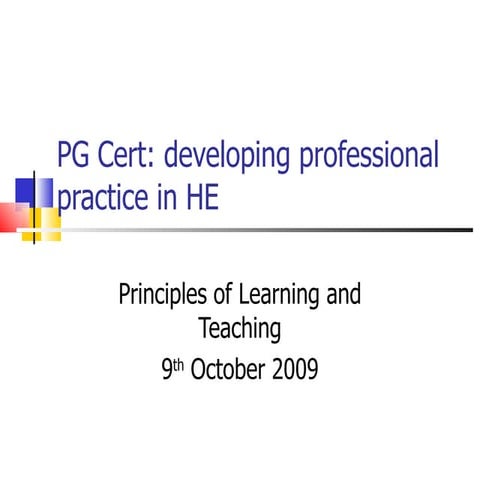Principles of Learning and Teaching (in Higher Education) | PPT