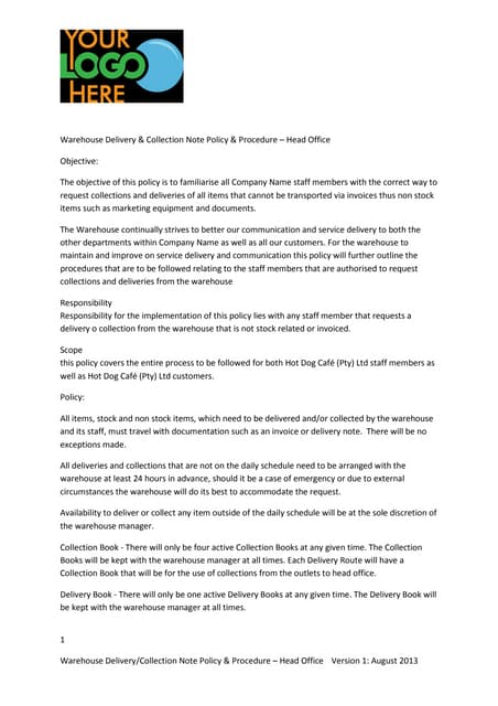 Example Warehouse Monthly Report Template | DOCX