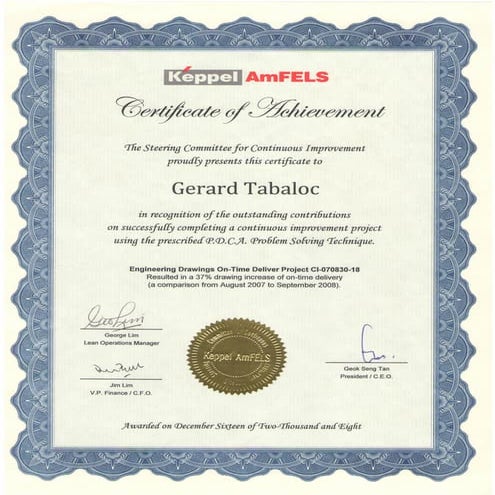 Certificate of Achievements-AmFELS | PDF