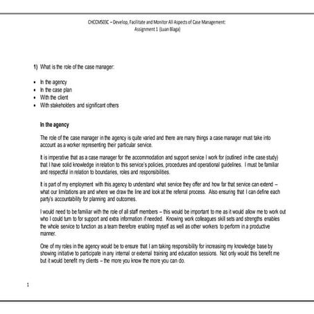 Case Management Assignment containing Case Plan | DOCX