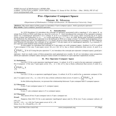 Pre- Operator Compact Space | PDF | Physics | Science