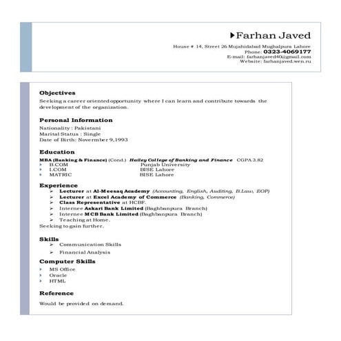 Farhan Javed CV | PDF