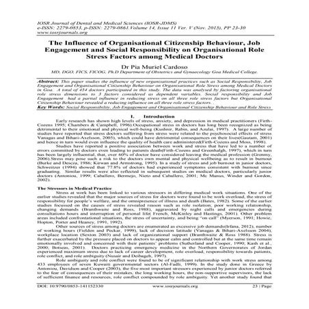 The Influence of Organisational Citizenship Behaviour, Job Engagement and Social Responsibility ...