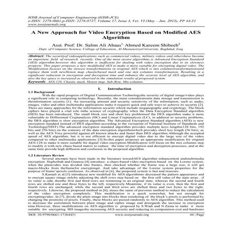A New Approach For Video Encryption Based On Modified Aes Algorithm Pdf 2106