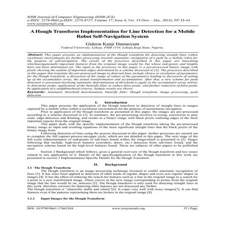 A Hough Transform Implementation For Line Detection For A Mobile Robot Self Navigation System Pdf