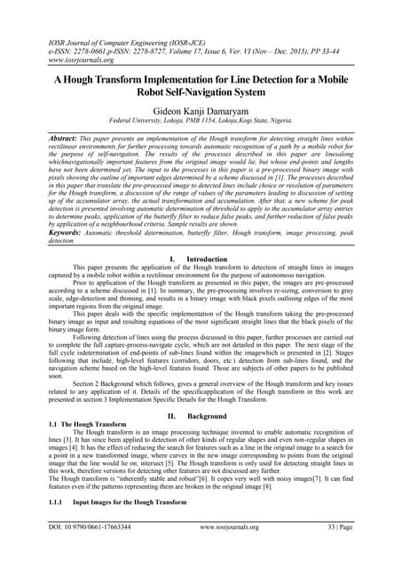 A Hough Transform Implementation For Line Detection For A Mobile Robot Self Navigation System Pdf