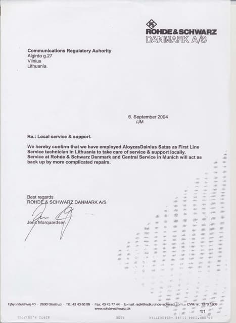 Reference Letter - Rohde and Schwarz | PDF
