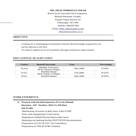 CV OF CMA SANDEEP KUMAR | PDF