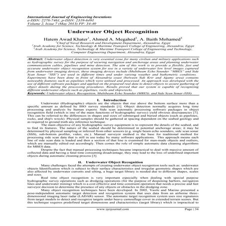 Underwater Object Recognition | PDF