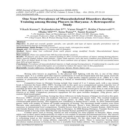 One Year Prevalence of Musculoskeletal Disorders during Training among ...