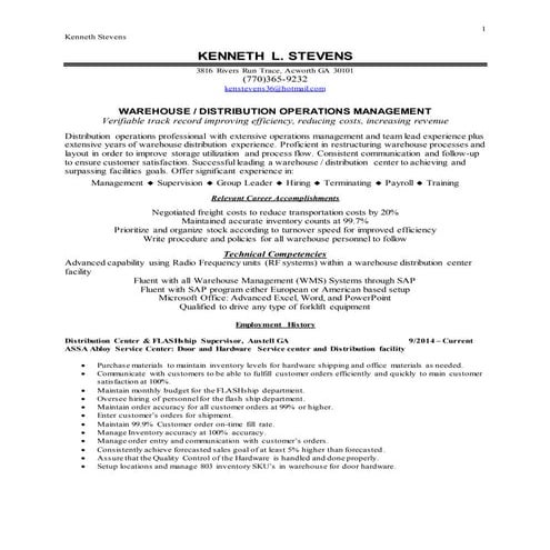 Kenneth L Stevens Resume | PDF | Free Download