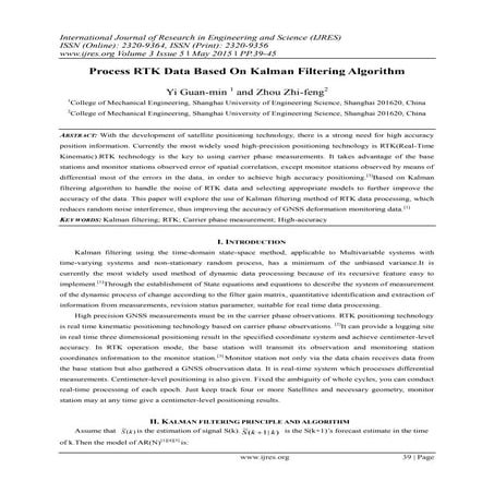 Process RTK Data Based On Kalman Filtering Algorithm | PDF