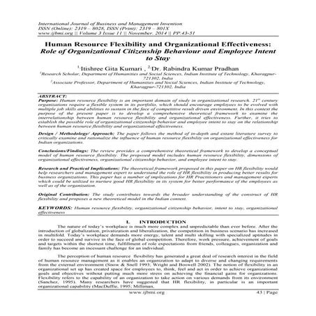 Human Resource Flexibility and Organizational Effectiveness: Role of Organizational Citizenship ...