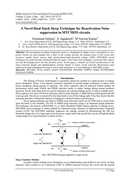 Improved Power Gating Techniques For Reduction Of Noise And Leakage Power In Vlsi Circuits Pdf