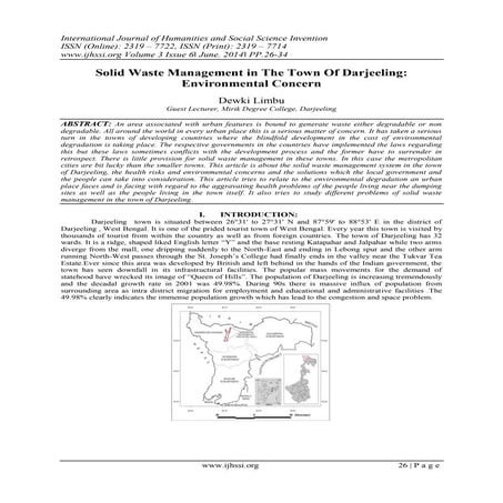 Environmental Concerns of Solid Waste Management in Darjeeling | PDF