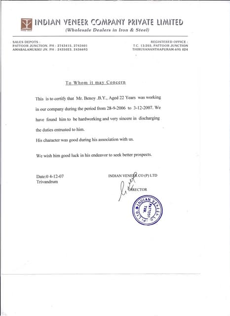 086301 -Experience Letter IBM | PDF