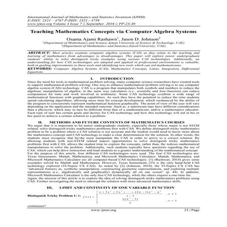 Teaching Mathematics Concepts via Computer Algebra Systems | PDF