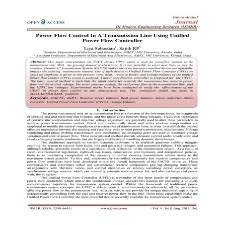 Power Flow Control In A Transmission Line Using Unified Power Flow Controller | PDF