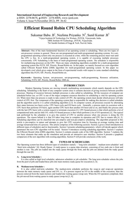 AN IMPROVED ROUND ROBIN CPU SCHEDULING ALGORITHM WITH VARYING TIME QUANTUM | PDF