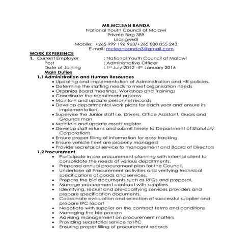 MR McLean Banda | PDF