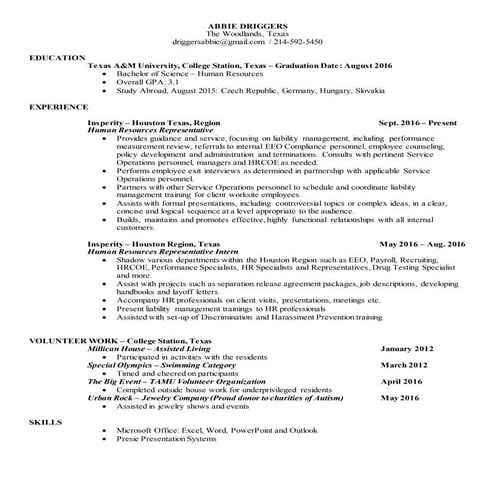 Rebecca Hartman Professional Resume | DOCX