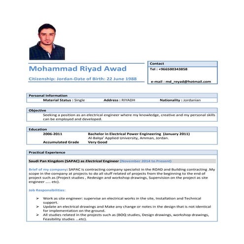 Mohammad Riyad-Electrical Engineer | PDF