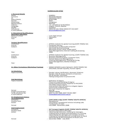 CV for blessings | DOCX