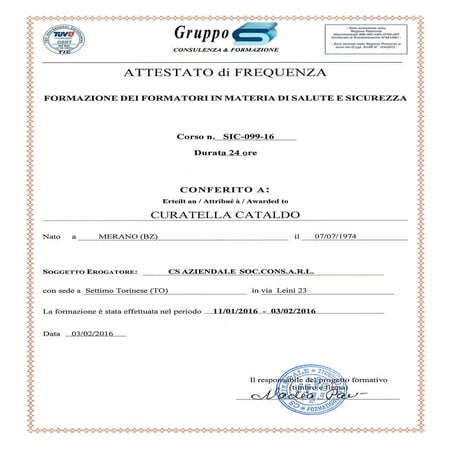 Attestato Formatore Sicurezza | PDF
