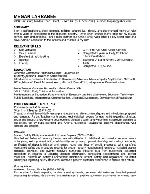 Megan Larrabee - Resume bank | PDF