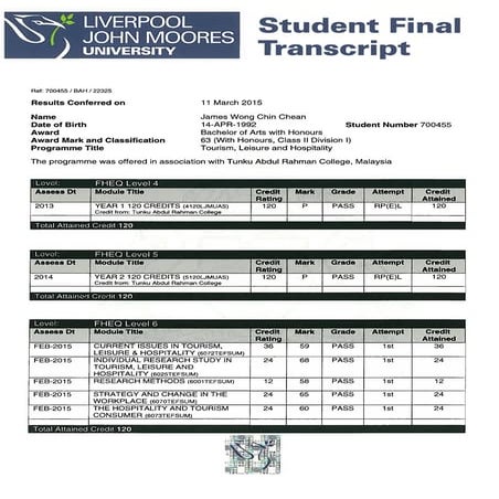 Degree Transcript | PDF
