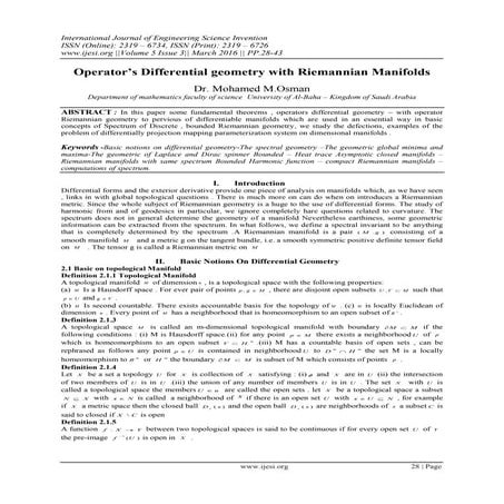 Operator’s Differential geometry with Riemannian Manifolds | PDF | Geography | Science