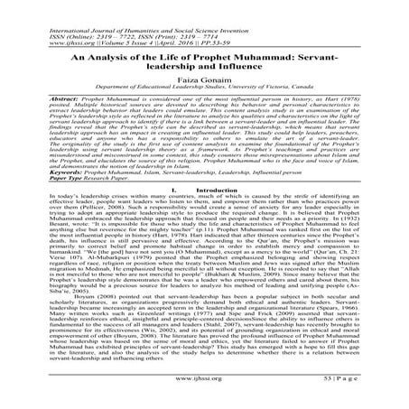 An Analysis of the Life of Prophet Muhammad: Servantleadership and ...