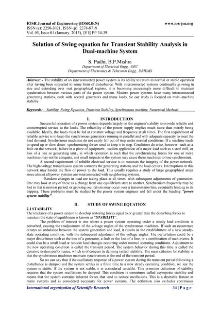 Swing equation | PPTX | Physics | Science