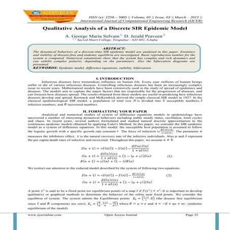 Qualitative Analysis Of A Discrete Sir Epidemic Model Pdf