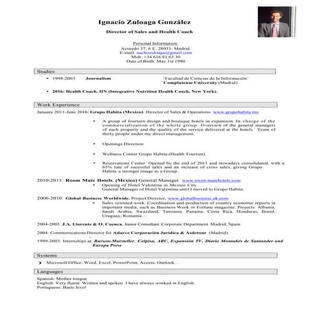 CV Ignacio Zuloaga Gonzalez | PDF