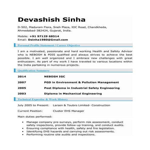Saleem Resume-EHS | PDF