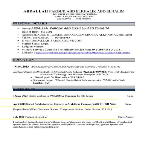 abdallah CV final | DOC | Robotics | Technology & Computing