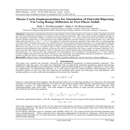 Monte Carlo Implementation for Simulation of Ostwald Ripening Via Long Range Diffusion in Two ...