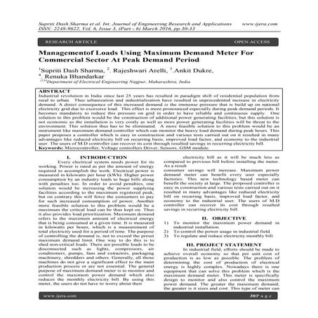 Managementof Loads Using Maximum Demand Meter For Commercial Sector At ...