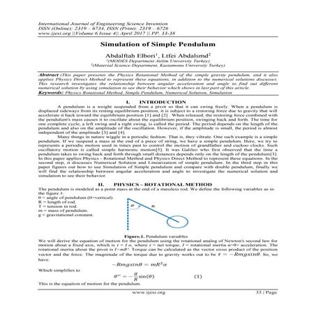 Simulation of Simple Pendulum | PDF